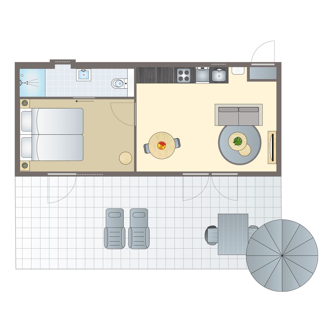 2-person bungalow 2B1 on Holiday villas Landgoed Bourtange